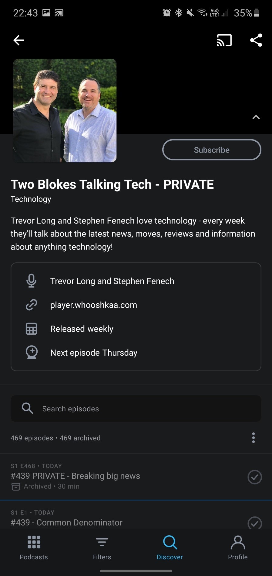 How to access the Two Blokes Talking Tech PRIVATE FEED » EFTM