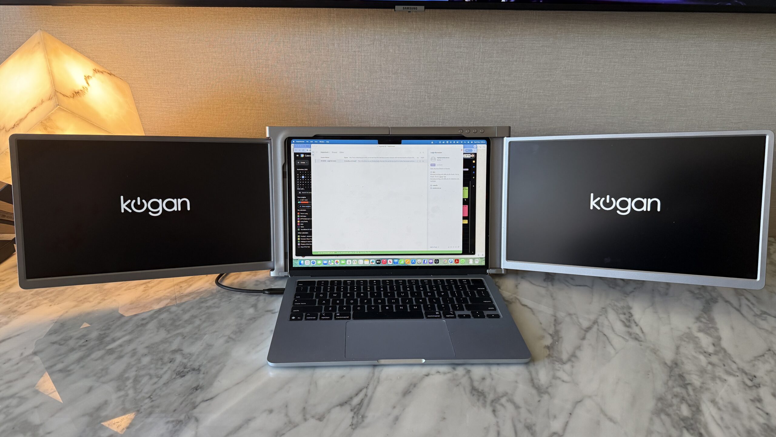 The Kogan XPRESSO Dual Screen Portable Monitor made my travel setup ...